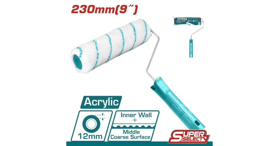 TOTAL Tools Festőhenger nyéllel, beltéri 230 mm - Állvány Áruház